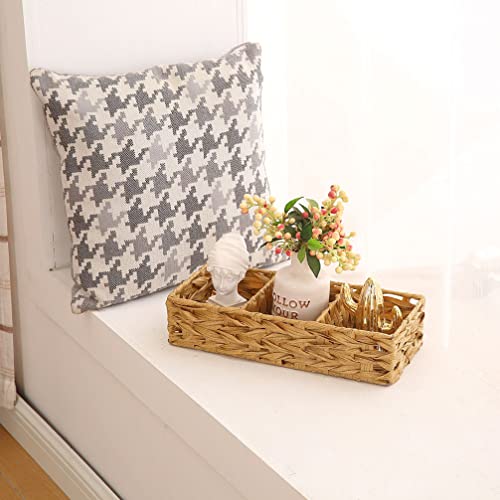 Zerodeko Seagrass Wicker Baskets 3 Grid Water Hyacinth Storage Bins Rattan Woven Baskets Dedsktop Sundries Container Stationary Box for Office Home