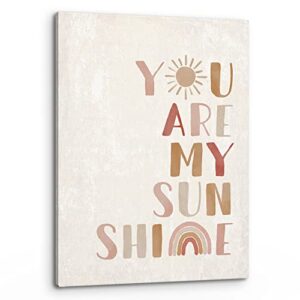 phamte inspirational quote you are my sunshine wall art,boho sun sunshine rainbow neutral print framed canvas painting artwork home teens girls kids bedroom living room nursery classroom(11×14 inch)