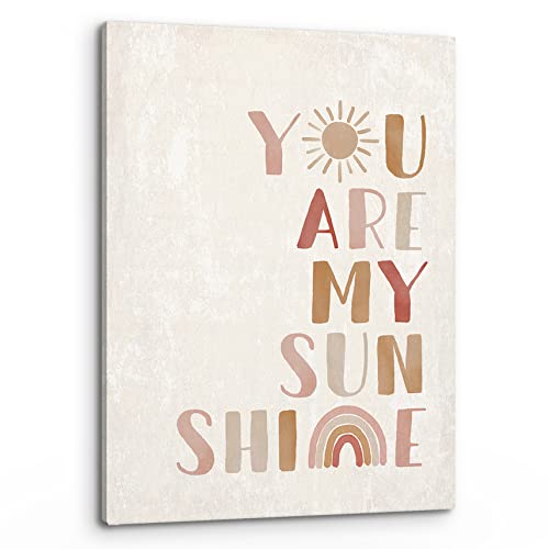 PHAMTE Inspirational Quote You Are My Sunshine Wall Art,Boho Sun Sunshine Rainbow Neutral Print Framed Canvas Painting Artwork Home Teens Girls Kids Bedroom Living Room Nursery Classroom(11x14 Inch)