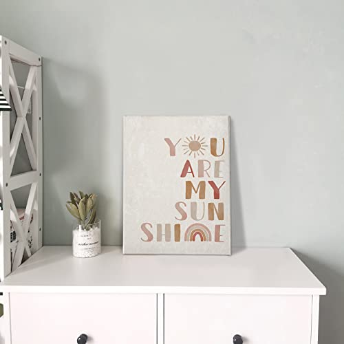 PHAMTE Inspirational Quote You Are My Sunshine Wall Art,Boho Sun Sunshine Rainbow Neutral Print Framed Canvas Painting Artwork Home Teens Girls Kids Bedroom Living Room Nursery Classroom(11x14 Inch)