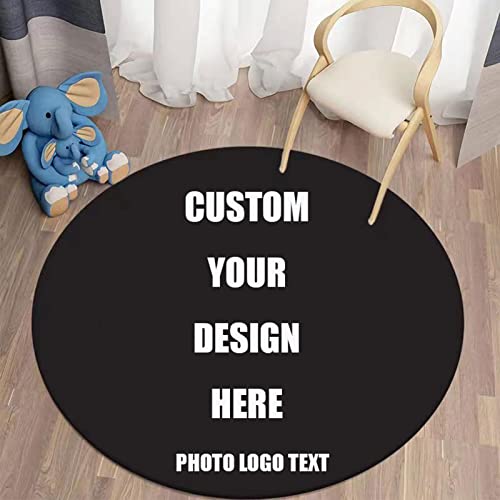 Custom Round Rug, Personalized Rugs and Mats, Small Circle Rug Area Rug Design Your Photo Logo Text Washable Non-Slip, Custom Carpet for Home Bedroom Living Room Office Kitchen Outdoor Patios