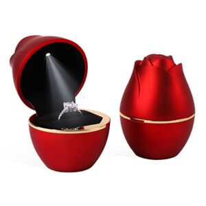 rolin roly red ring box with led light rose jewelry ring case jewellry display gift boxes for wedding ring box ceremony engagement proposal anniversary