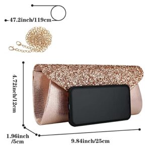 Clutch Purse Evening Bag for Women Prom Glitter Sparkling Envelope Handbag for Wedding and Party (Pink)