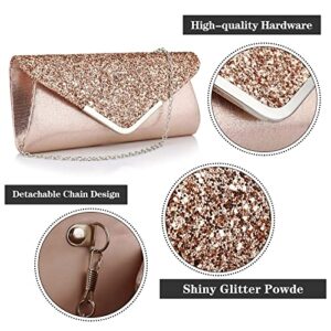 Clutch Purse Evening Bag for Women Prom Glitter Sparkling Envelope Handbag for Wedding and Party (Pink)