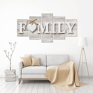 sunysuby 5pcs/set cozy family love symbol rustic country style beige wood grain large framed hand-made canvas wall art artwork on stretched canvas contemporary print oil painting décor picture decoration for home bedroom living dining room office ready to