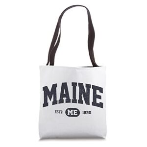 Navy Retro Vintage Maine Tote Bag