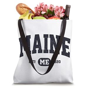 Navy Retro Vintage Maine Tote Bag