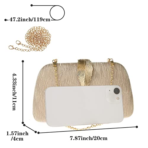 Womens Evening Bags Formal Bridal Wedding Small Clutches Purses Crossbody Prom Cocktail Party Handbags (Gold)