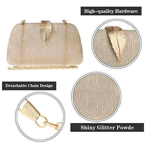 Womens Evening Bags Formal Bridal Wedding Small Clutches Purses Crossbody Prom Cocktail Party Handbags (Gold)