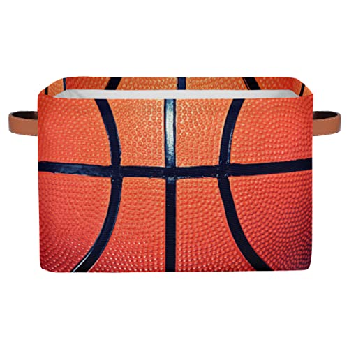 JXDXHCW Sport Ball Basketball Lace Storage Basket Cube Collapsible Canvas Sport Print Storage Bin for Organizing Shelves, Pantry, Closet, Girls Room, Clothes, Toys