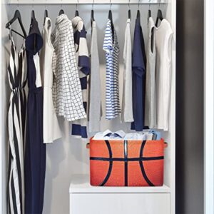 JXDXHCW Sport Ball Basketball Lace Storage Basket Cube Collapsible Canvas Sport Print Storage Bin for Organizing Shelves, Pantry, Closet, Girls Room, Clothes, Toys