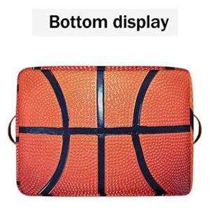 JXDXHCW Sport Ball Basketball Lace Storage Basket Cube Collapsible Canvas Sport Print Storage Bin for Organizing Shelves, Pantry, Closet, Girls Room, Clothes, Toys