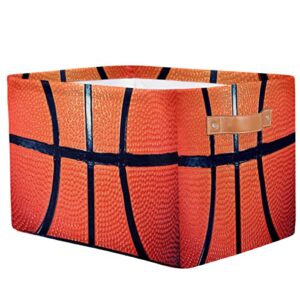 JXDXHCW Sport Ball Basketball Lace Storage Basket Cube Collapsible Canvas Sport Print Storage Bin for Organizing Shelves, Pantry, Closet, Girls Room, Clothes, Toys