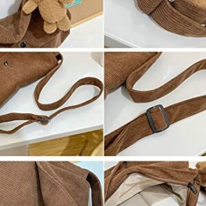 Corduroy Messenger Bag Hobo Bag for Women Large Capacity Shoulder Bag Handbags Chic Stylish Crossbody Bag Tote Bag