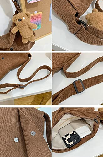 Corduroy Messenger Bag Hobo Bag for Women Large Capacity Shoulder Bag Handbags Chic Stylish Crossbody Bag Tote Bag