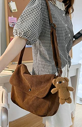 Corduroy Messenger Bag Hobo Bag for Women Large Capacity Shoulder Bag Handbags Chic Stylish Crossbody Bag Tote Bag