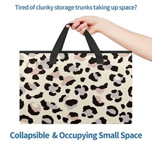 BOLIMAO Car Trunk Organizer Animal Fur Leopard Print Back Seat Large Storage Bag with Detachable Dividers Collapsible Trunk Cargo Organizer Tote Bag for Groceries SUV Camper Camping Picnic