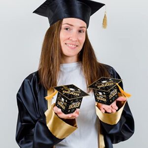 Graduation Party Favor 36 PCS Graduation Candy Boxes Black Gold Class of 2023 Congrats Grad Cap Shaped Favor Boxes Sweet Chocolate Gift Box with Tassels for 2023 Graduation Gifts Ceremony Party Decoration