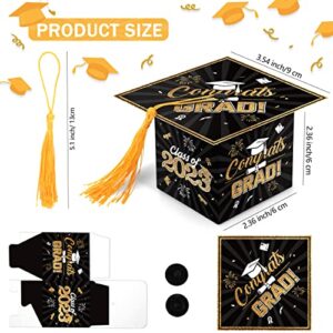 Graduation Party Favor 36 PCS Graduation Candy Boxes Black Gold Class of 2023 Congrats Grad Cap Shaped Favor Boxes Sweet Chocolate Gift Box with Tassels for 2023 Graduation Gifts Ceremony Party Decoration