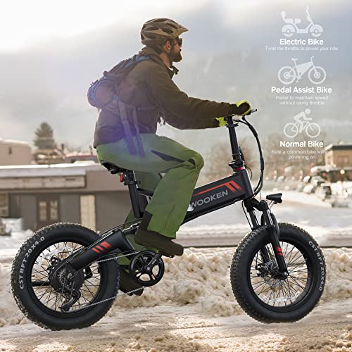 Electric Bike,20"x4" Electric Bike for Adults Fat Tire 500W 20MPH Ebike Foldable Adult Electric Bicycles Electric Mountain Bike with 48V 10Ah Removable Battery, Dual Shock Absorber, Shimano 7-Speed