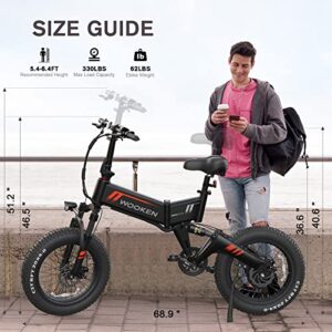 Electric Bike,20"x4" Electric Bike for Adults Fat Tire 500W 20MPH Ebike Foldable Adult Electric Bicycles Electric Mountain Bike with 48V 10Ah Removable Battery, Dual Shock Absorber, Shimano 7-Speed