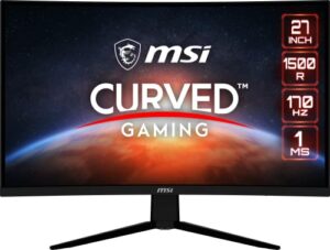 msi g273cq, 27″ gaming monitor, 2560 x 1440 (qhd), va, 170hz, freesync premium, hdr ready, hdmi, displayport, tilt, black