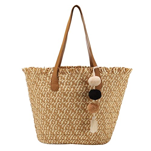 Beach Straw Bag Large Tote Bags for Women, Handmade Summer Purse Handbag L Beach Bags