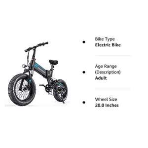 Wooken Electric Bike, 20'' Fat Tire Electric Bike for Adults, 500W Folding Electric Bike with 48V 10Ah Battery, Shimano 7 Speed Gears, Dual Shock Absorber, 20MPH Ebike for Commute Mountain Beach Snow