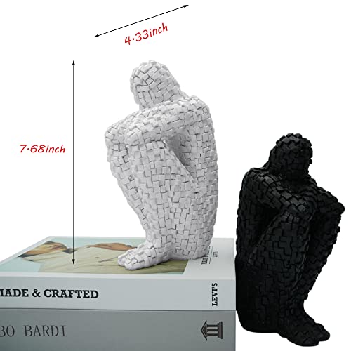 Hutyio Decorative Bookends Mosaic Figurine, Unique Book Ends to Hold Books Heavy Duty for Home, Shelf, Office, Table and Desk Decor(Set of 2 Black and White)