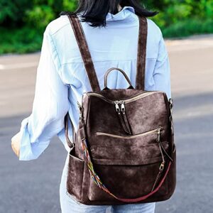 Leather Backpack Purse Women PU Leather Medium Size Backpack Fashion Theft Handbags and Shoulder Bag Travel Bags