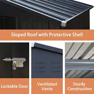 MUPATER Shed Outdoor Storage 8x6 FT, Metal Shed Kit with Lockable Doors and Vents, Garden Tool Storage Shed House for Backyard, Patio and Lawn, Grey