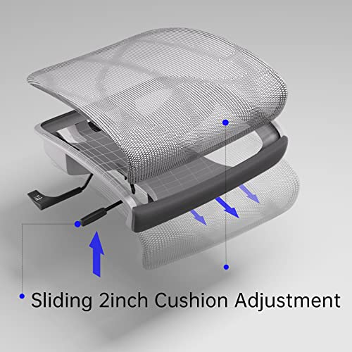 ERGOUP Ergonomic Office Chair Computer Desk Chiar Mesh High Grey Desk Chair, Mesh Computer Chair with Adjustable Lumbar Support, Rocking Executive Swivel Chair for Home