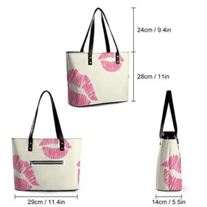 Womens Handbag Lips Pattern Leather Tote Bag Top Handle Satchel Bags For Lady