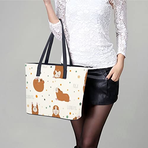 Womens Handbag Guinea Pig Leather Tote Bag Top Handle Satchel Bags For Lady