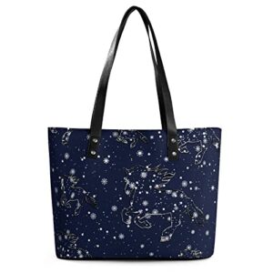 womens handbag horses and snowflakes pattern leather tote bag top handle satchel bags for lady