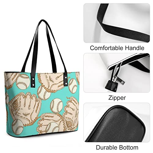 Womens Handbag Baseball Ball And Glove Leather Tote Bag Top Handle Satchel Bags For Lady