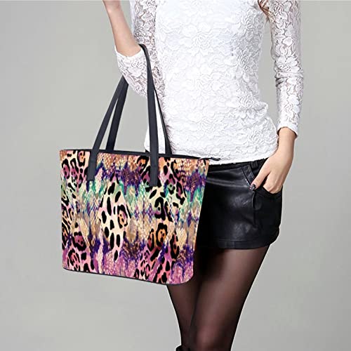 Womens Handbag Animal Lion Pattern Leather Tote Bag Top Handle Satchel Bags For Lady