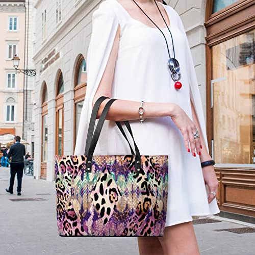 Womens Handbag Animal Lion Pattern Leather Tote Bag Top Handle Satchel Bags For Lady