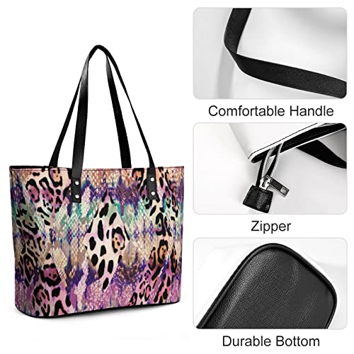 Womens Handbag Animal Lion Pattern Leather Tote Bag Top Handle Satchel Bags For Lady