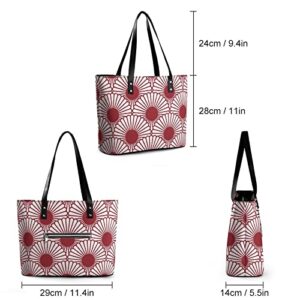 Womens Handbag Japanese Pattern Leather Tote Bag Top Handle Satchel Bags For Lady