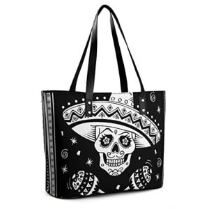 Womens Handbag Skull Leather Tote Bag Top Handle Satchel Bags For Lady