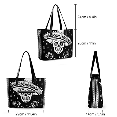 Womens Handbag Skull Leather Tote Bag Top Handle Satchel Bags For Lady