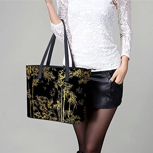 Womens Handbag Gold Bird Crane Tree Leather Tote Bag Top Handle Satchel Bags For Lady