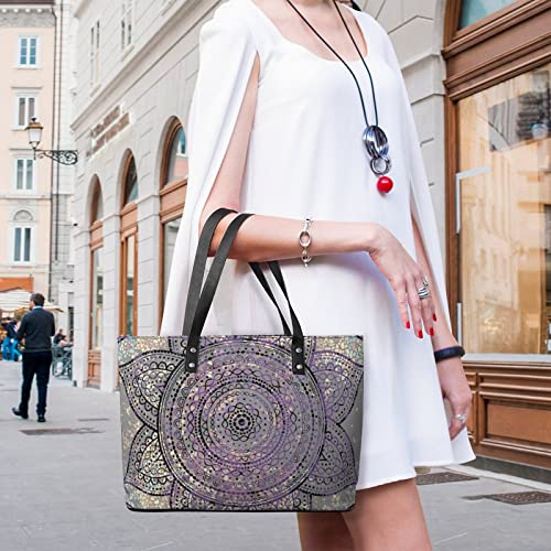 Womens Handbag Mandala Pattern Leather Tote Bag Top Handle Satchel Bags For Lady