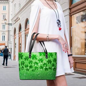 Womens Handbag Irish Shamrock Clovers Leather Tote Bag Top Handle Satchel Bags For Lady