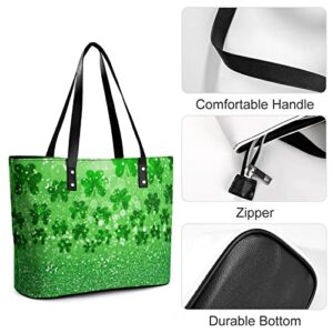 Womens Handbag Irish Shamrock Clovers Leather Tote Bag Top Handle Satchel Bags For Lady