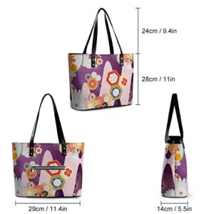 Womens Handbag Japanese Flowers Japan Floral Pattern Leather Tote Bag Top Handle Satchel Bags For Lady