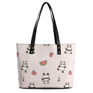 womens handbag panda patterns leather tote bag top handle satchel bags for lady