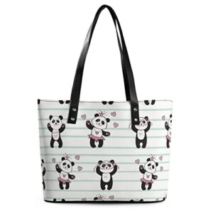 womens handbag panda patterns leather tote bag top handle satchel bags for lady