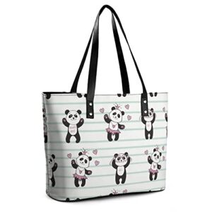 Womens Handbag Panda Patterns Leather Tote Bag Top Handle Satchel Bags For Lady